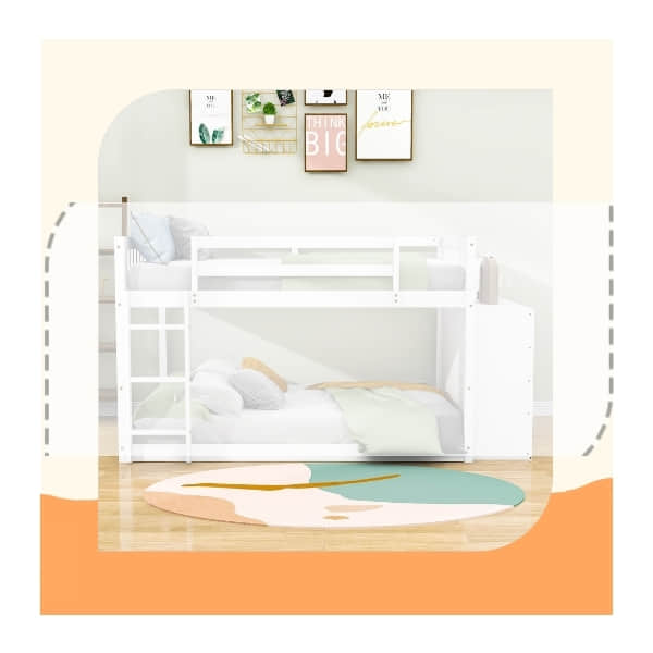 Low Bunk Beds for Kids / Adults Small Rooms Low Ceilings to Ground ...