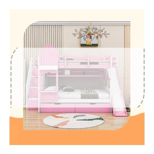 Pink Bunk Beds - with Stairs / Desk / Trundle / Slide / Ladder – CozyBeds
